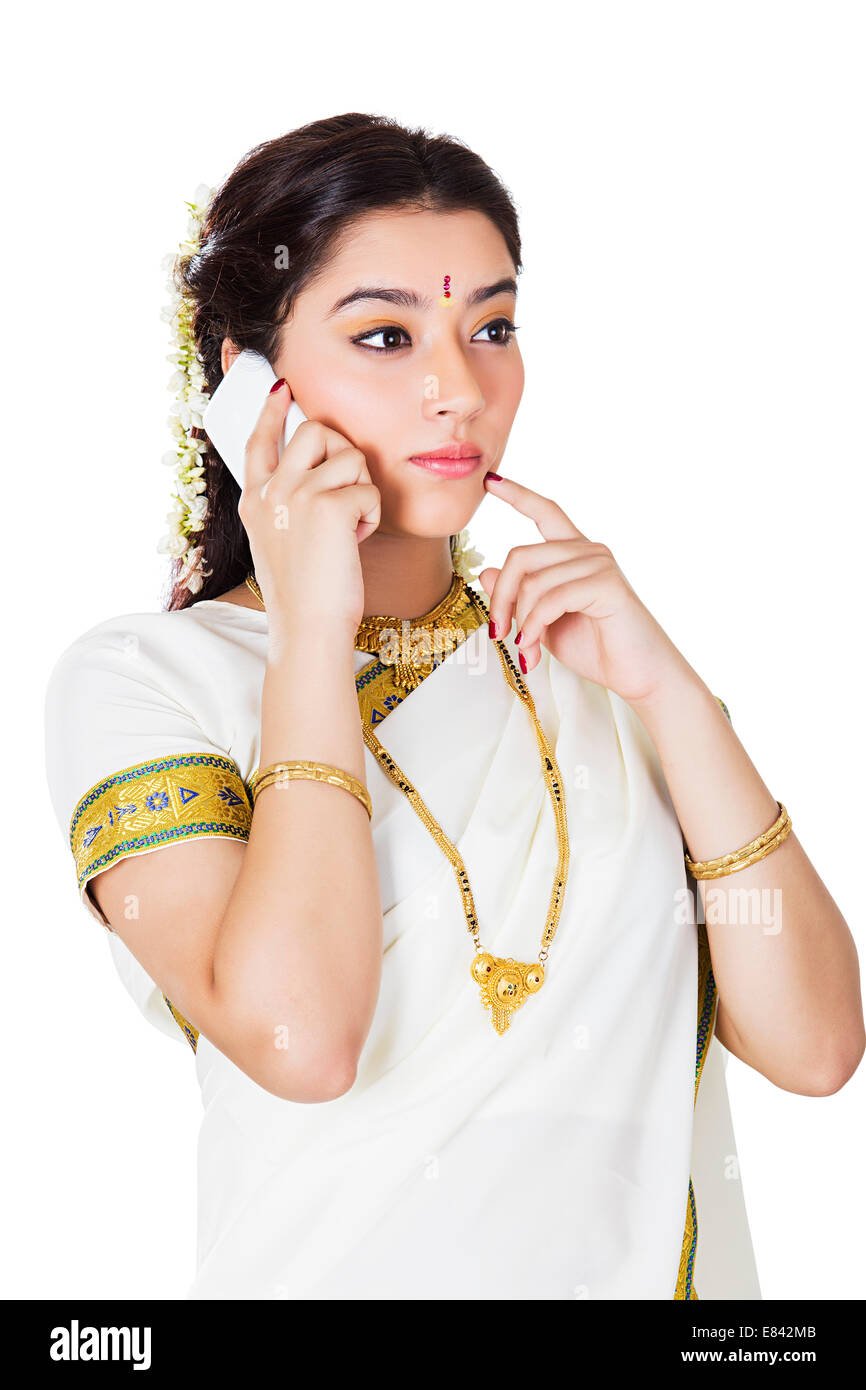 South Indian ladies talking Mobile Phone Stock Photo - Alamy