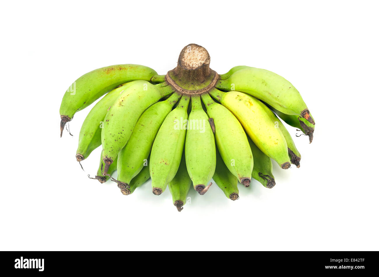 bunch of green banana bundle on white background Stock Photo - Alamy
