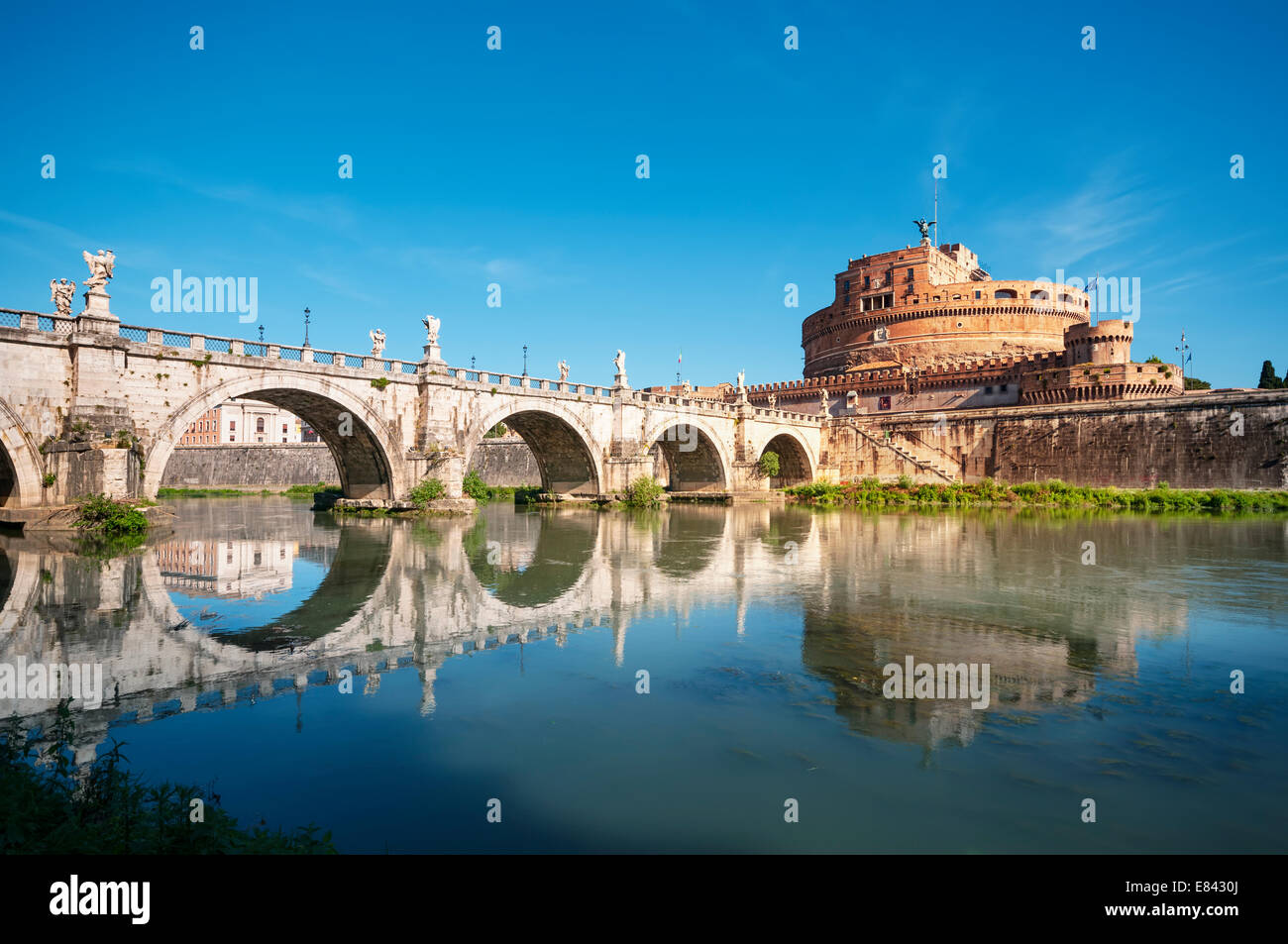 Saint Angel Castle, Saint Angel Bridge and River Tiber in Rome, Italy Stock Photo - Alamy