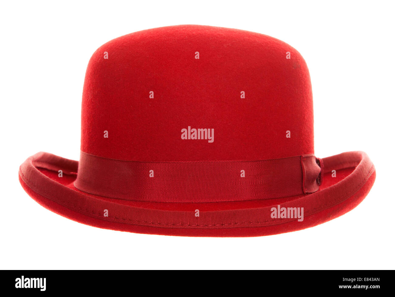 Red bowler hat studio cutout Stock Photo - Alamy