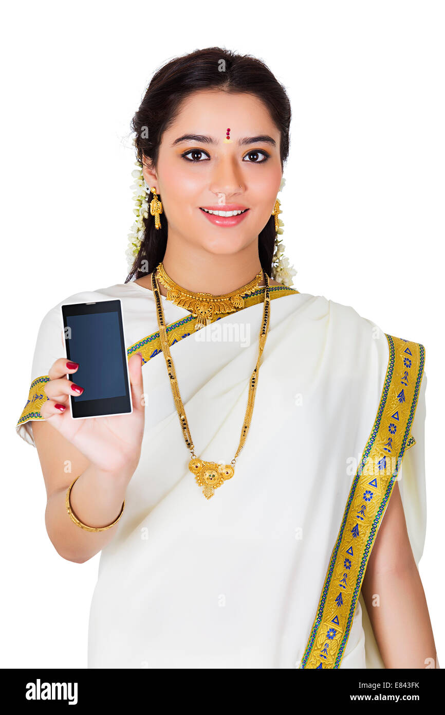South Indian ladies showing Mobile Phone Stock Photo - Alamy