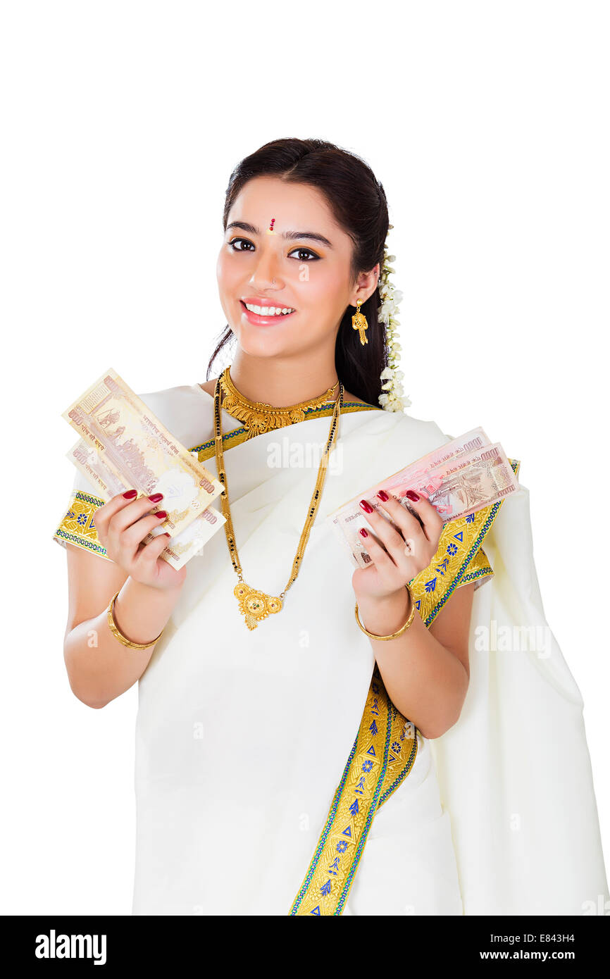 South Indian ladies showing money Stock Photo - Alamy
