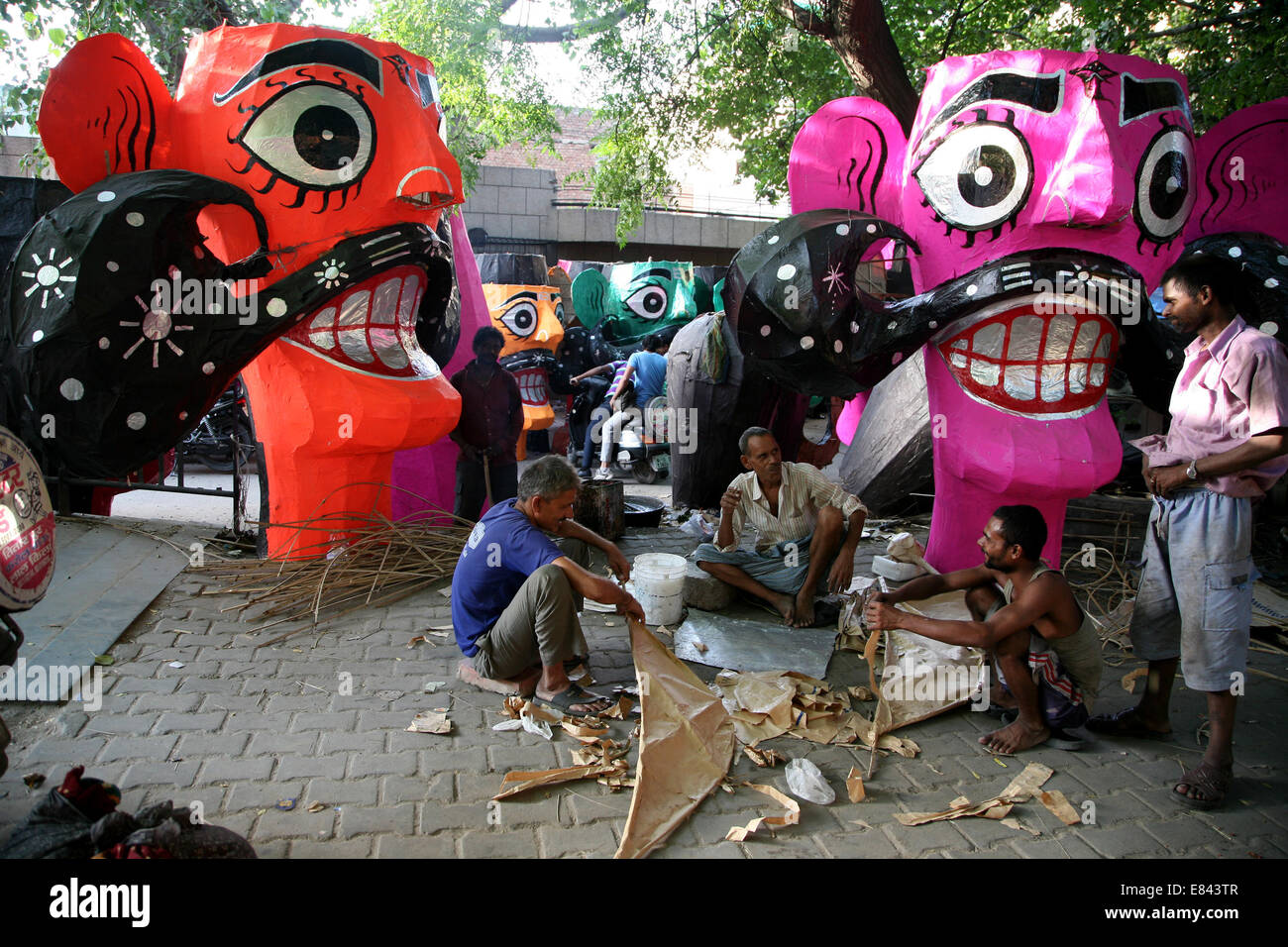 An artist prepares the effigy of Demon King Ravana for Vijaya Dashmi or ...