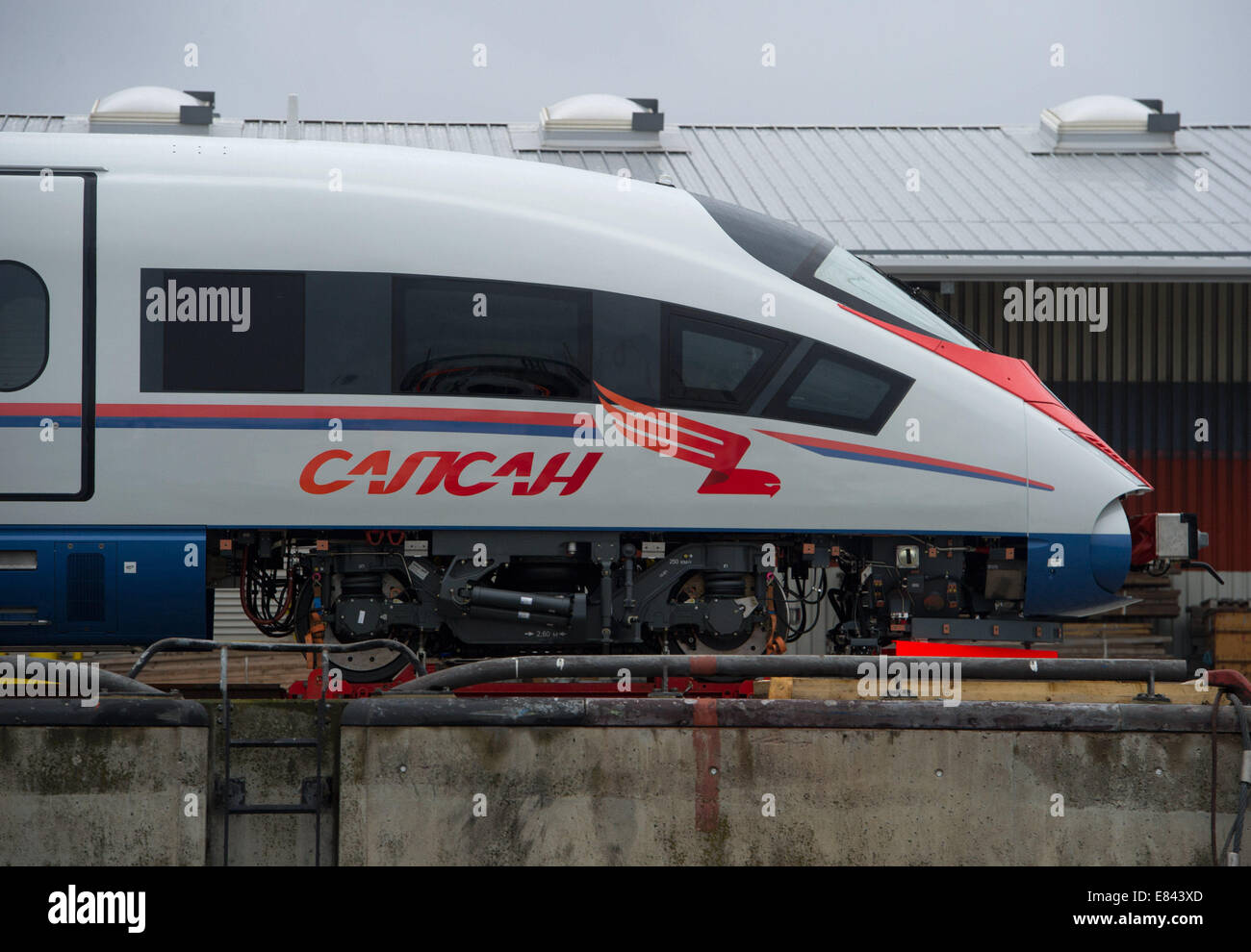 Ruegen, Germany. 30th Sep, 2014. A high-speed train for Russian railway ...