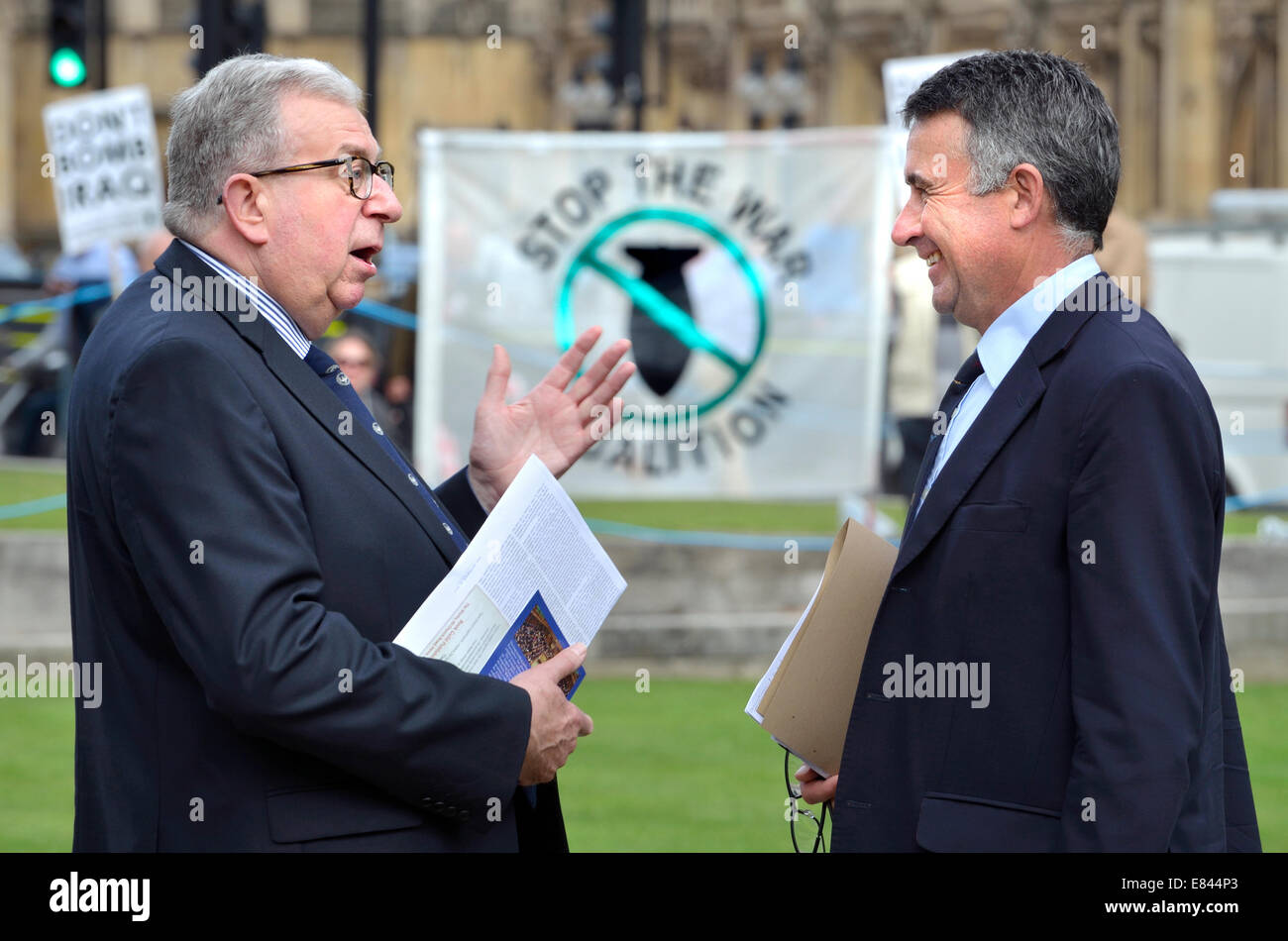 Keith Simpson MP talking to Bernard Jenkin MP (both Conservative) on ...