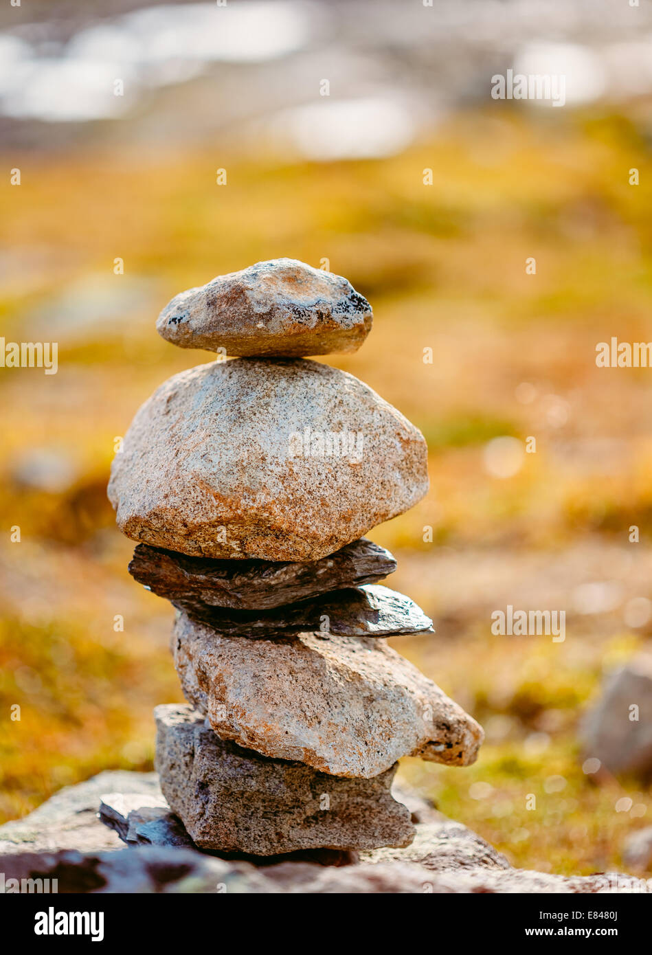 Stack Of Rocks Stones, On Blurred Background, On Norwegian Mountain ...