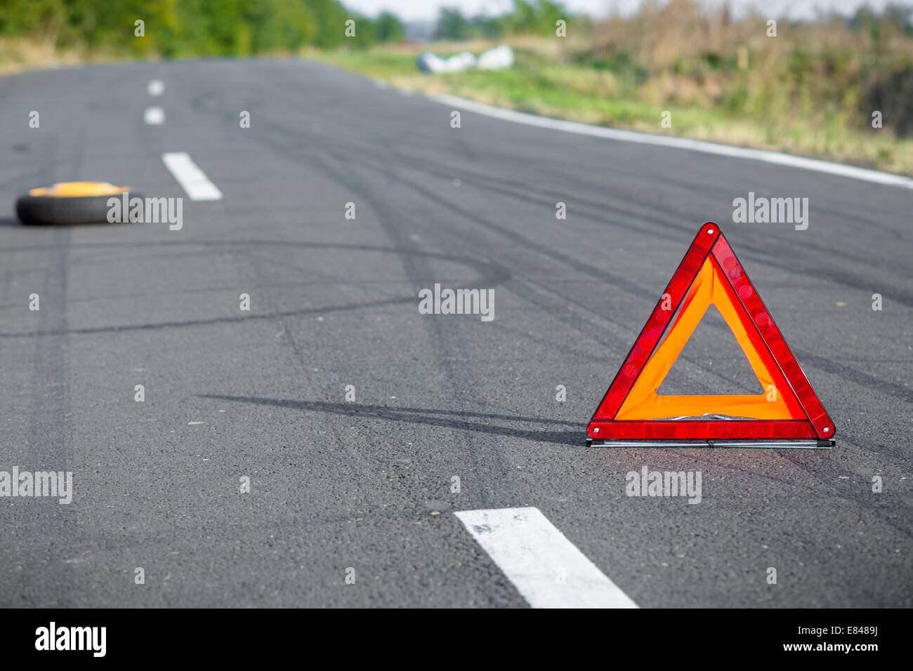 Red triangle of a car Stock Photo - Alamy