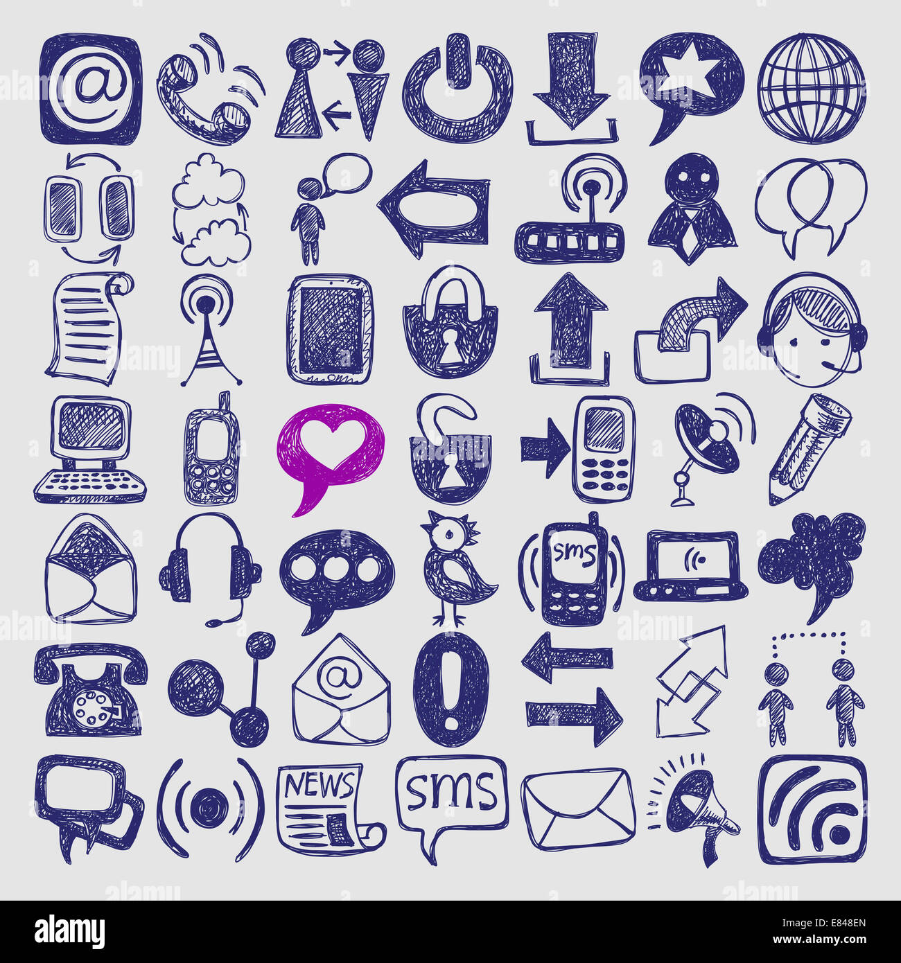 hand draw sketch communication element collection Stock Photo - Alamy