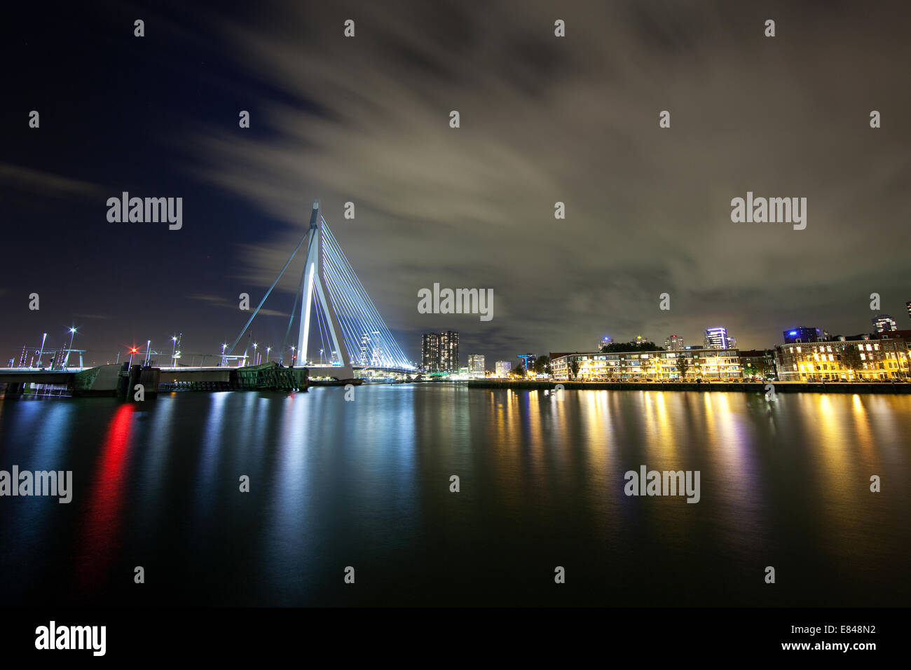 The famous Erasmus bridge in Rotterdam by night Stock Photo - Alamy