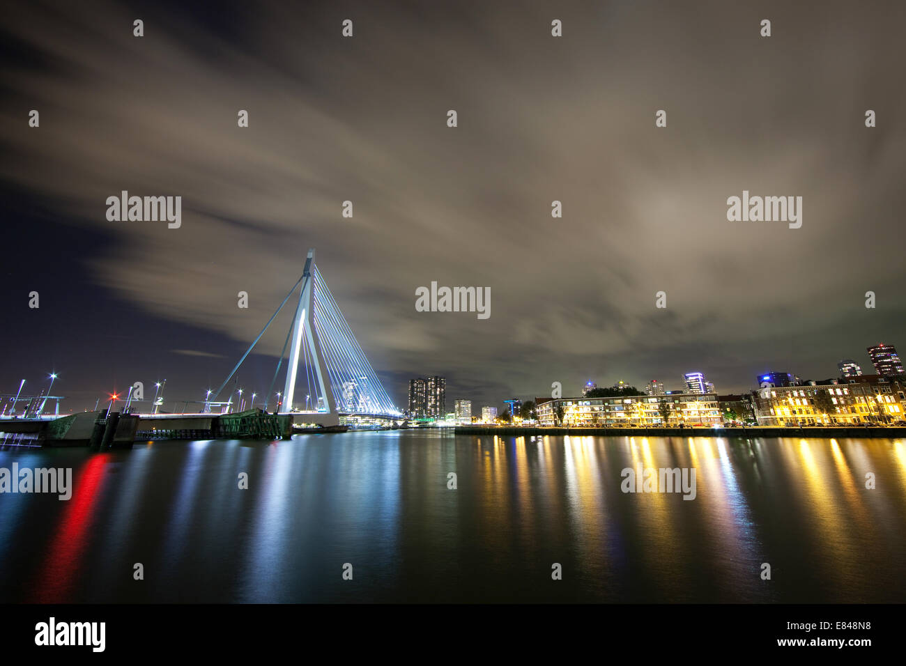 The famous Erasmus bridge in Rotterdam by night Stock Photo - Alamy