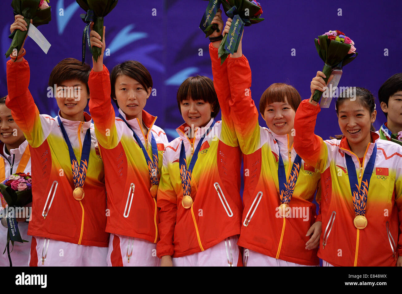 Incheon, South Korea. 30th Sep, 2014. Ding Ning, Wu Yang, Chen Meng ...