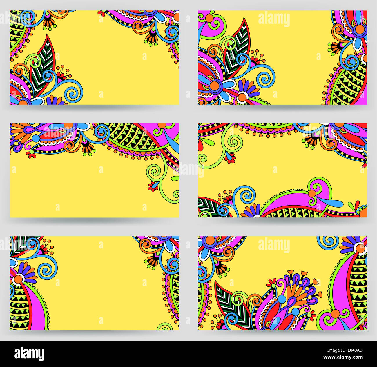 collection of colorful floral ornamental business card element Stock ...