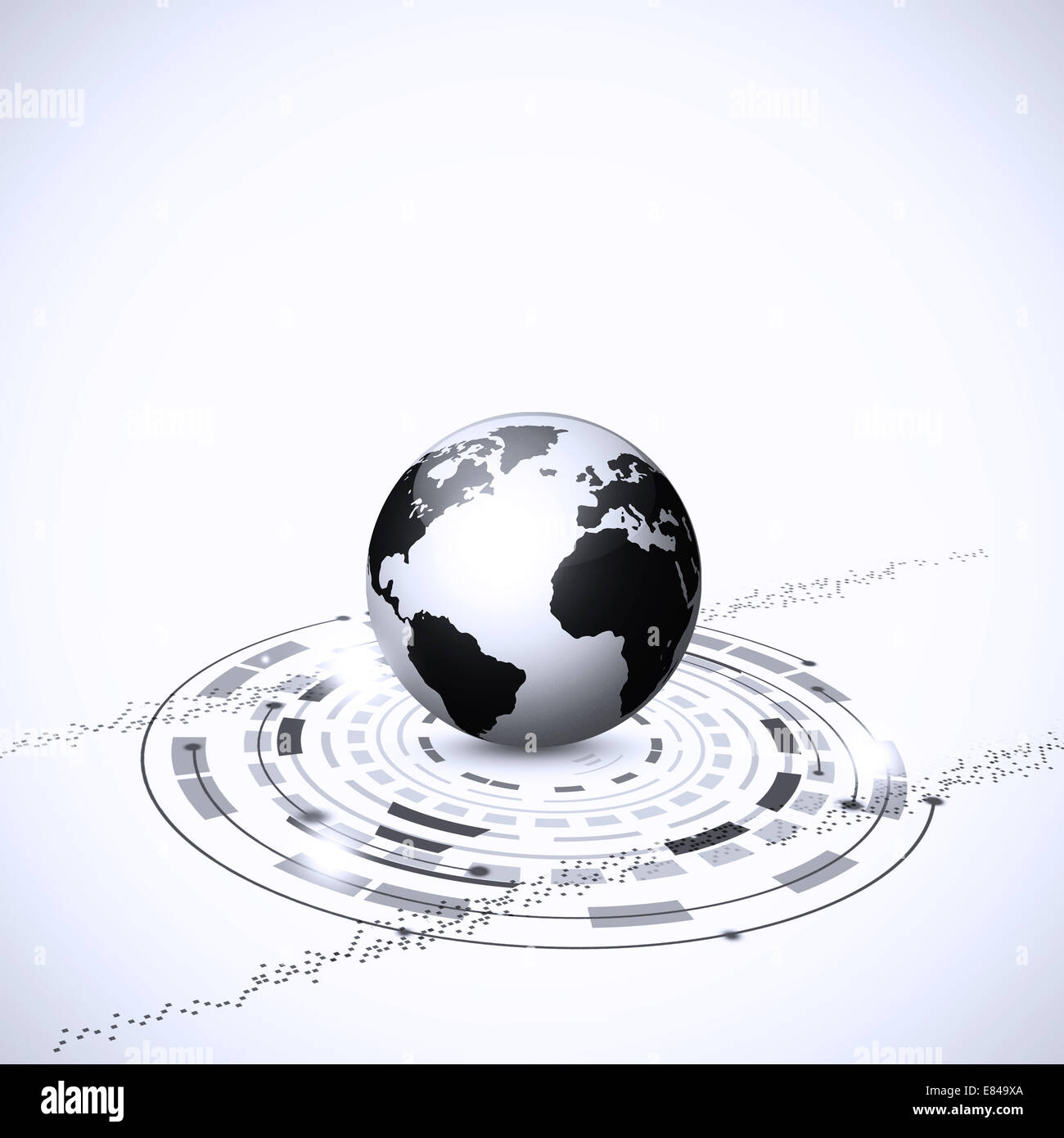 abstract network digital connections concept black and white background ...