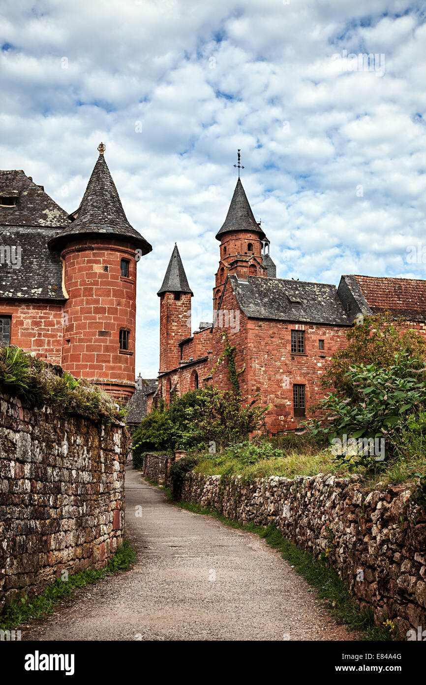 street with towers, collonges la rouge, france Stock Photo - Alamy