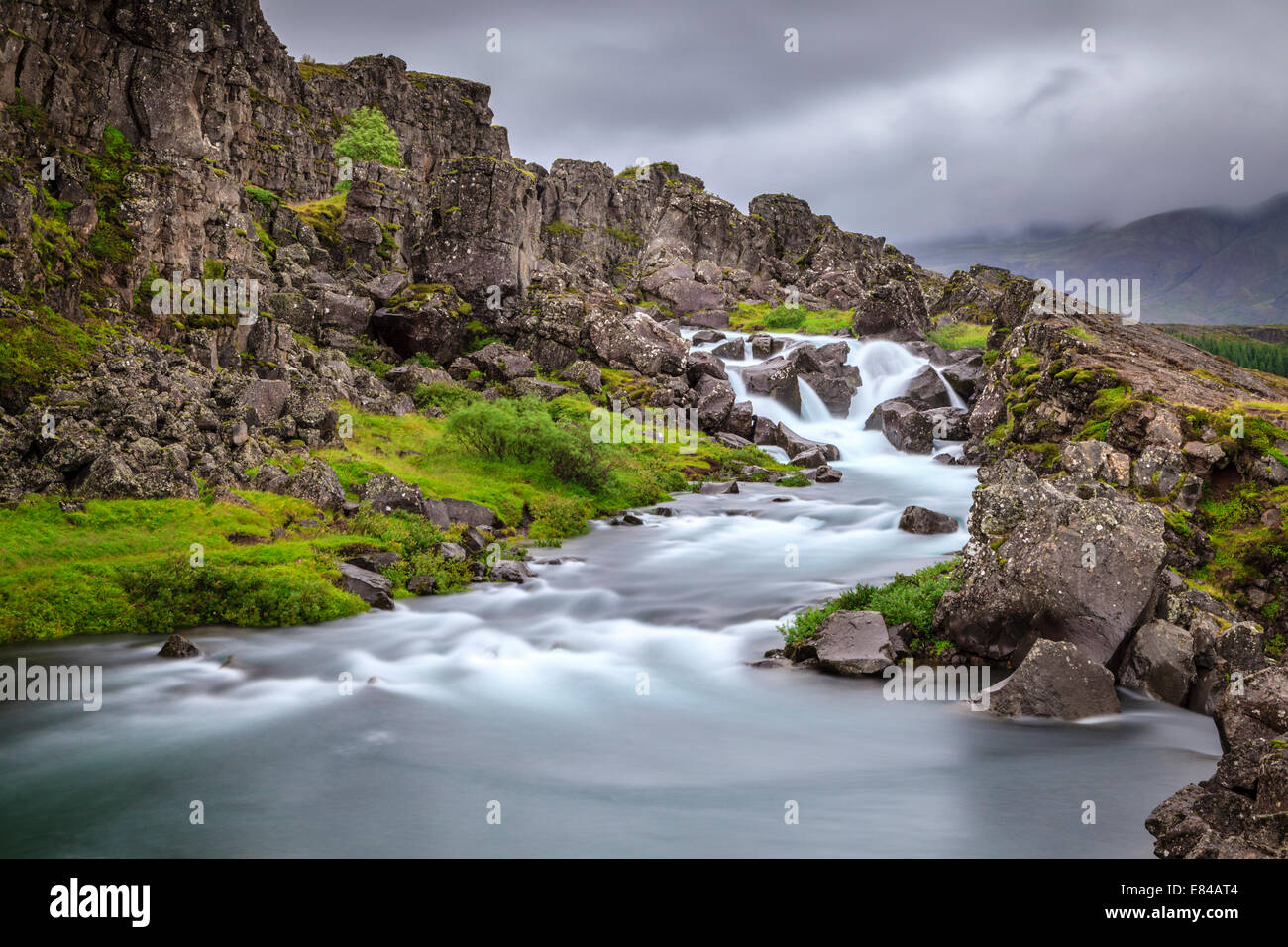 River in Thingvellir National Park rift valley in Iceland Stock Photo ...
