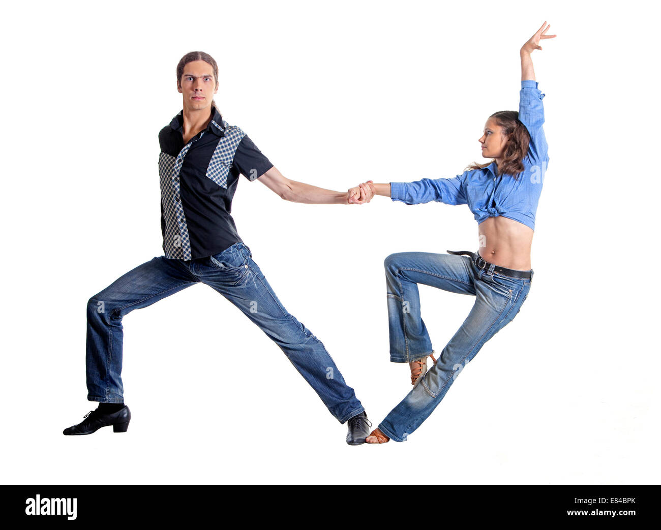 Dancing couple isolated over white background Stock Photo - Alamy