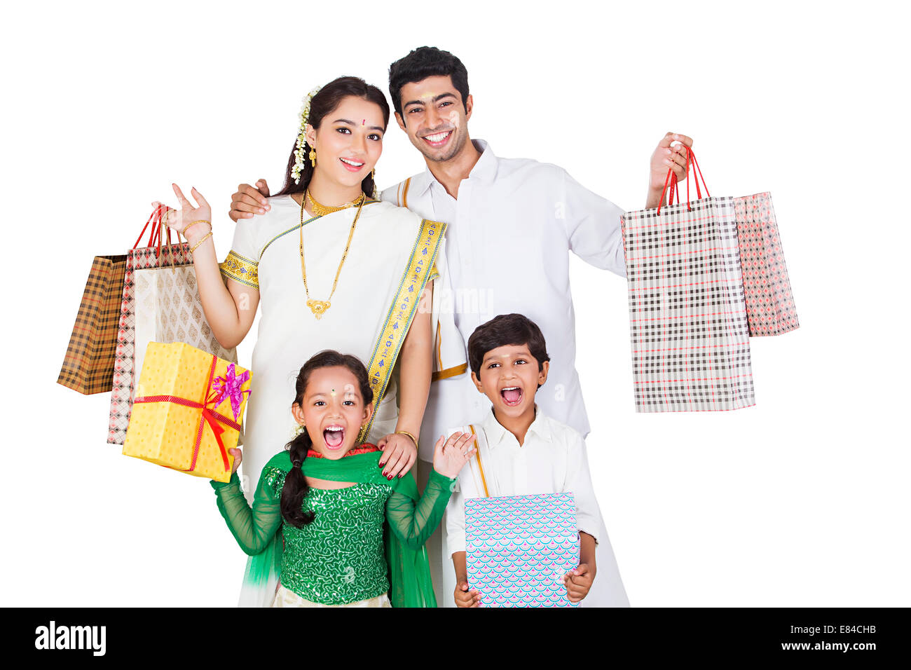 South Indian family diwali shopping gift Stock Photo - Alamy