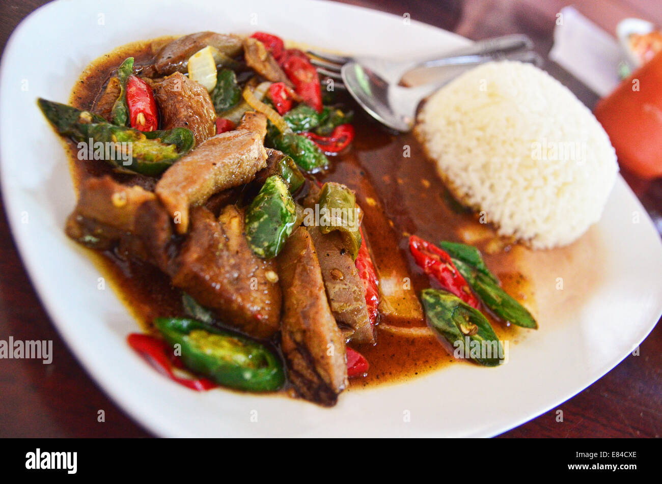 Rice with Ox Tongue Black Pepper Stock Photo - Alamy