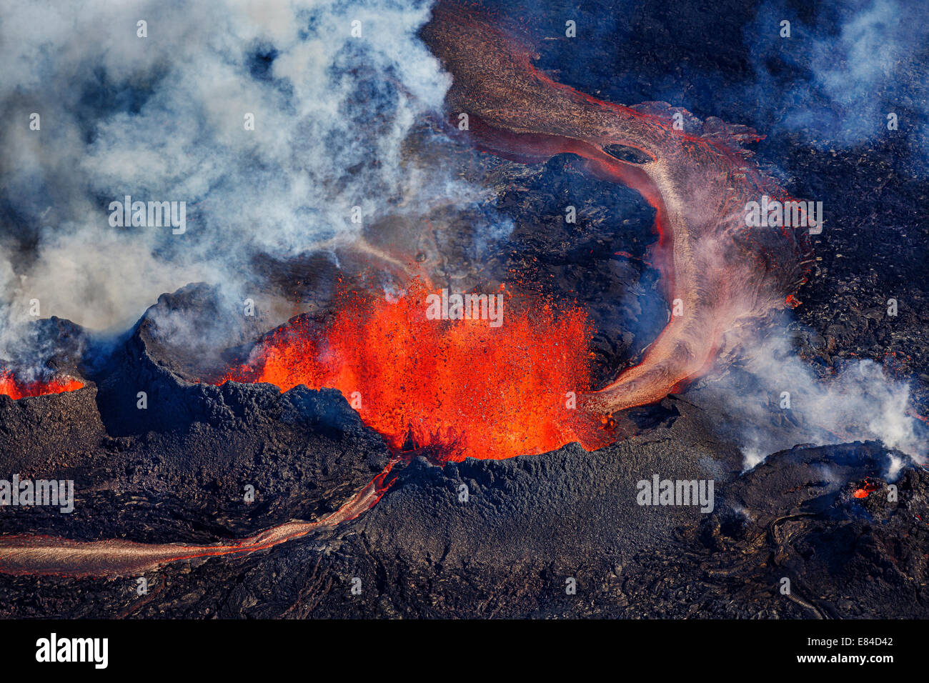 Volcano eruption at the Holuhraun Fissure near the Bardarbunga Volcano ...