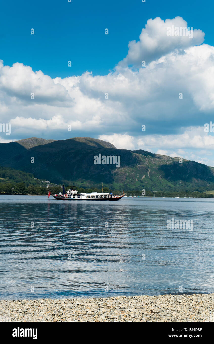 Coniston Water in Lake District from eastern shoreline in summer Stock ...