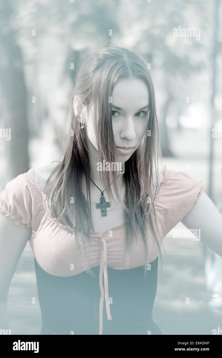 Woman in Fog Stock Photo - Alamy