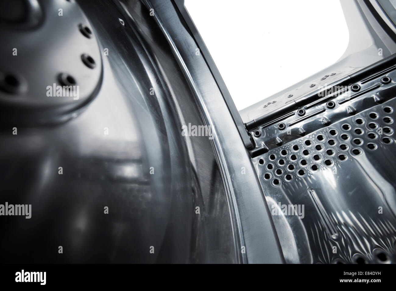 Interior view of a new european top loading washing machine. Very short ...