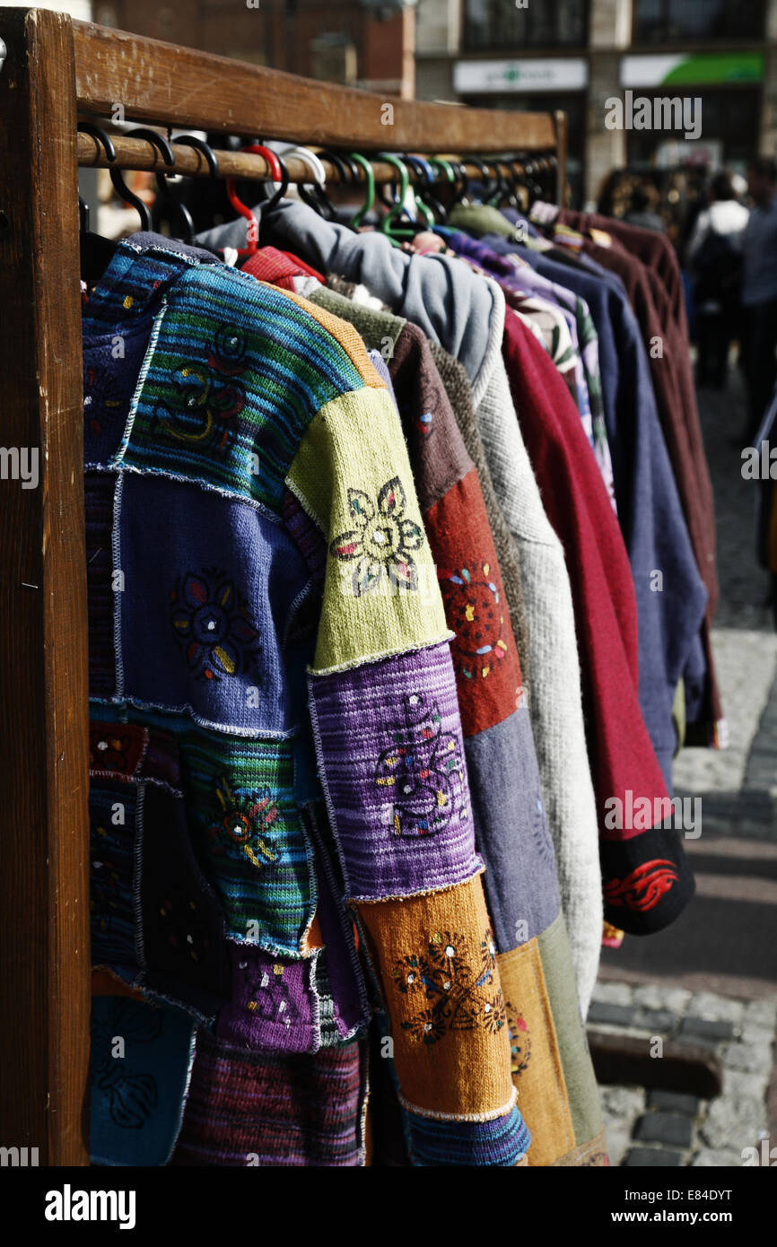 Clothes in street market Stock Photo - Alamy