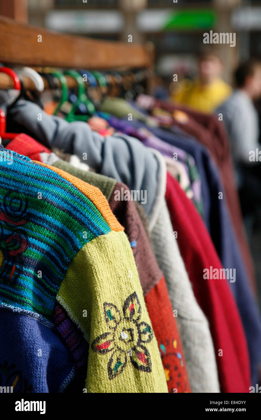 Clothes in street market Stock Photo - Alamy
