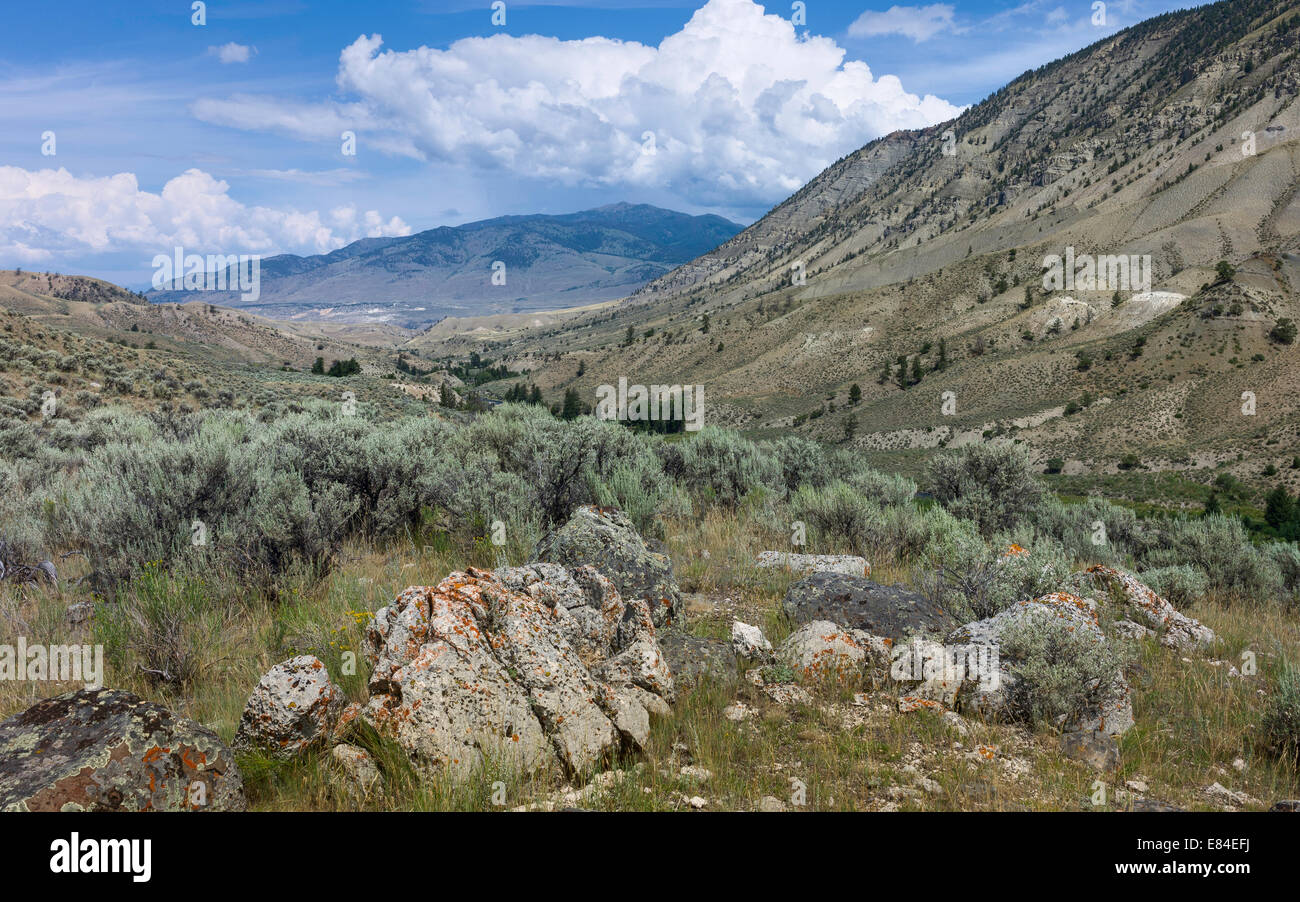 Yellowstone National Park on a bright sunny day showing mountains, the ...