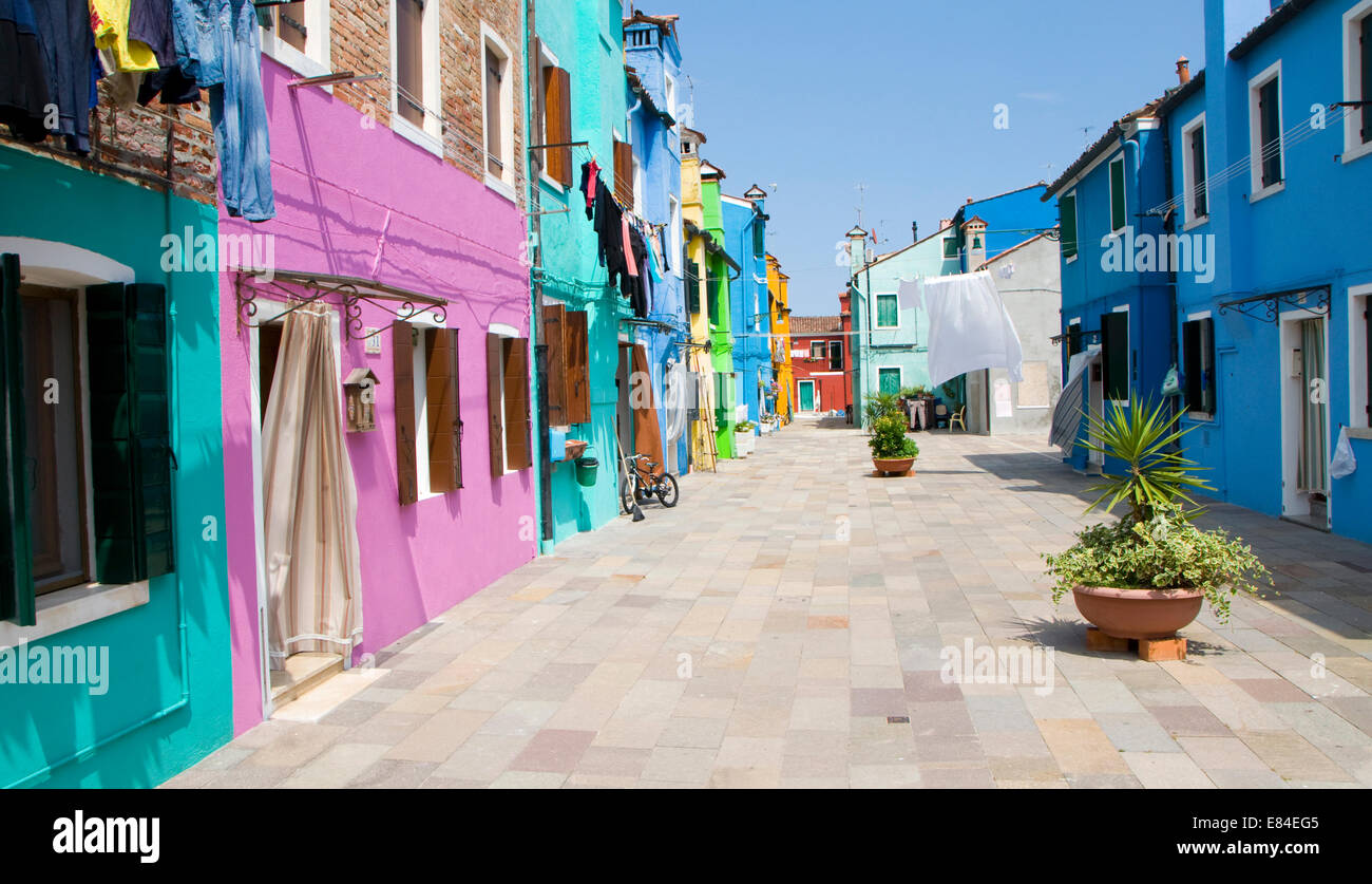 The colors of the walls of Burano, Venice, Italy Stock Photo - Alamy