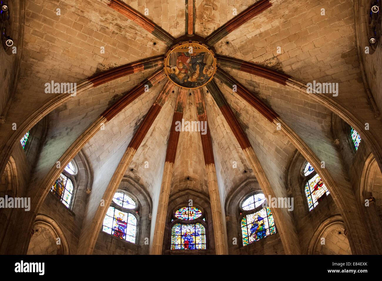 Gothic ribbed vault of the apse in Basilica of Santa Maria del Mar in ...