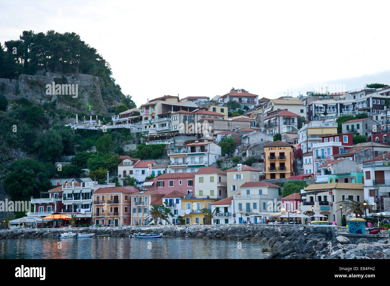 Panorama of the port city of Parga in Greece Stock Photo - Alamy