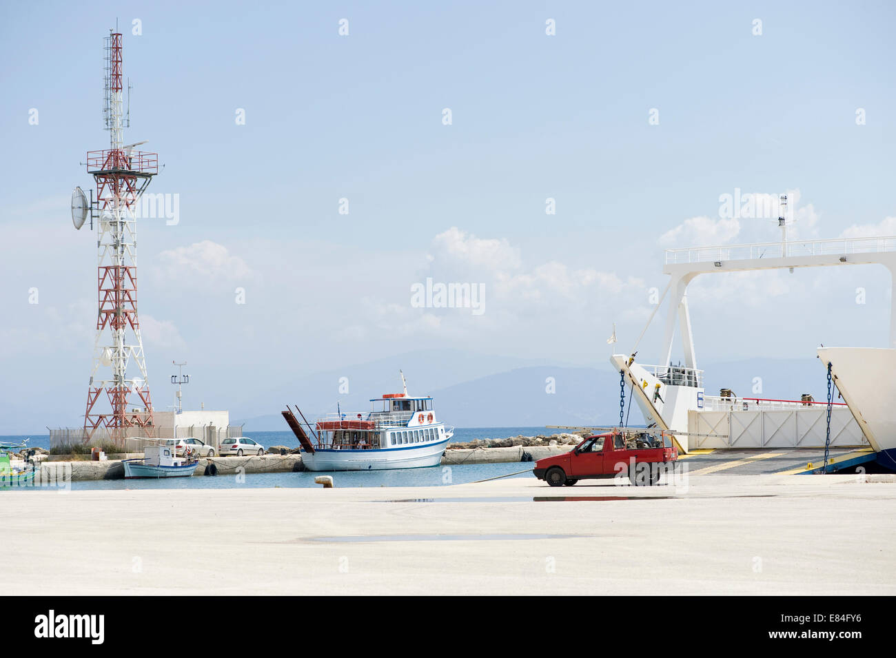 the ferry port of Lefkimi on the island of Corfu in Greece Stock Photo ...