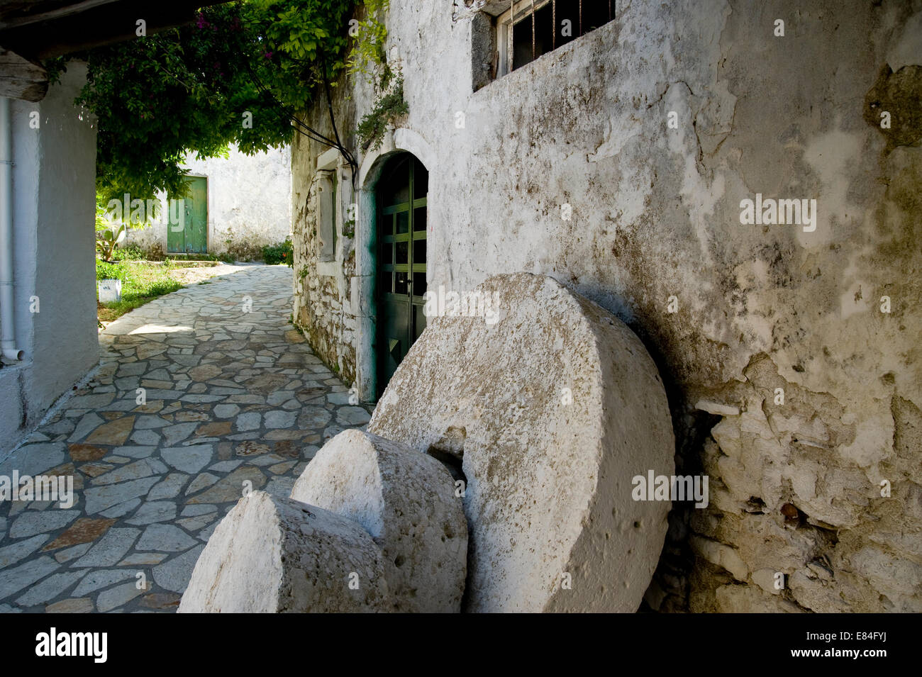 Facade of a typical house on the island of Corfu in Greece Stock Photo ...