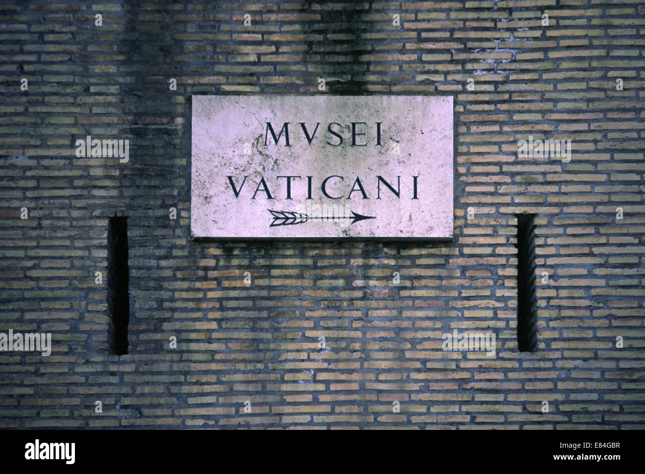 Direction signpost to the Vatican Museums in Viale Vaticano in Rome ...