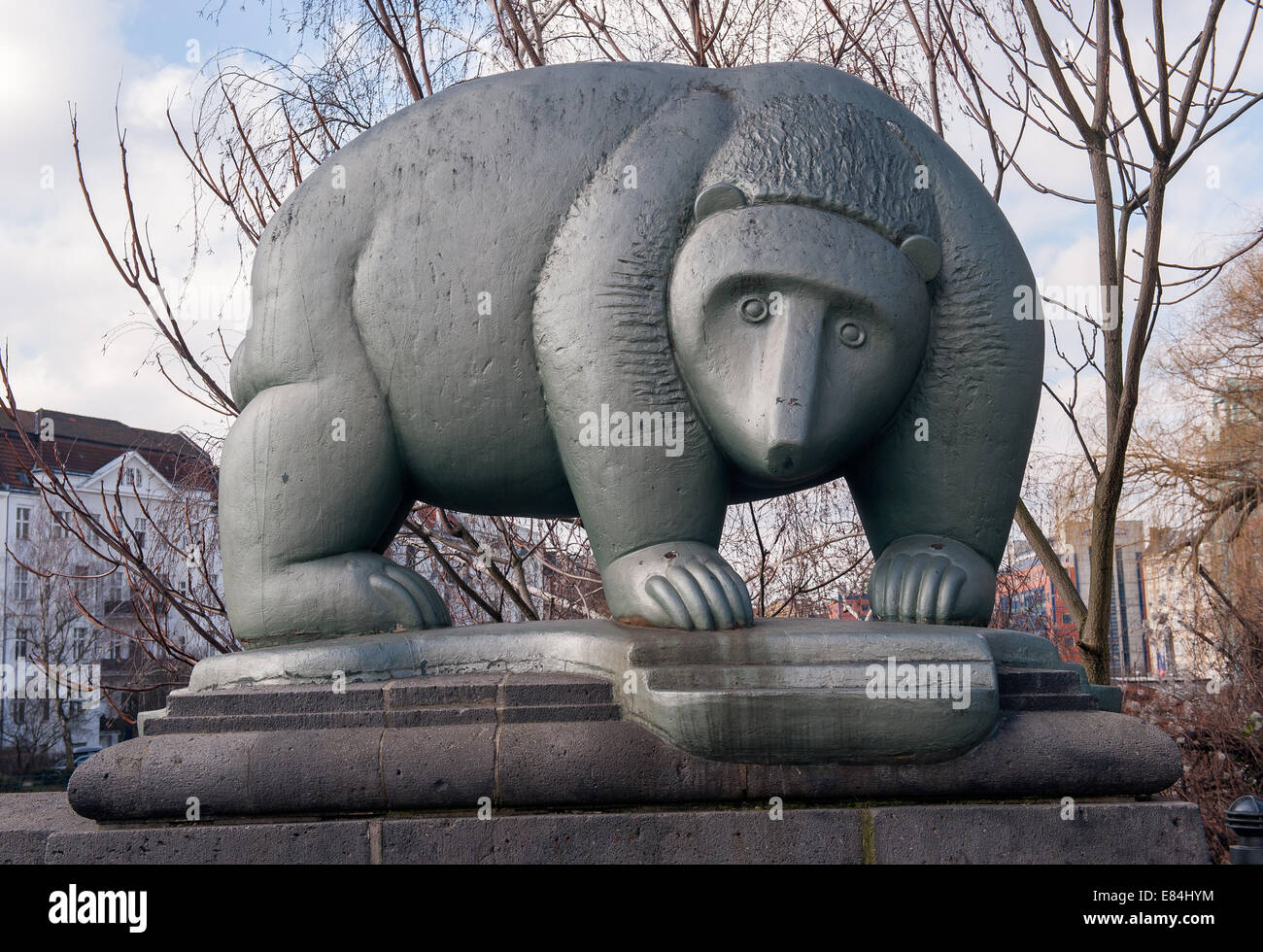 Berlin, Germany, sculpture of bears at the Moab Bridge in Berlin ...