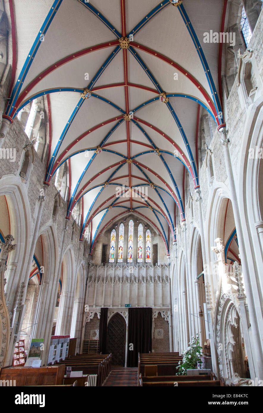 Decorative vaulting on the ceiling of the 13th century church of St ...