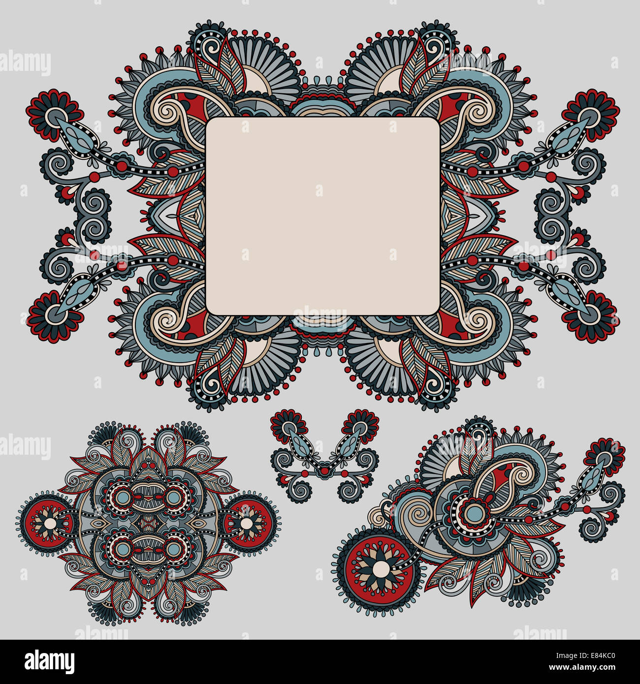 ethnic ornamental floral adornment and frame design Stock Photo - Alamy