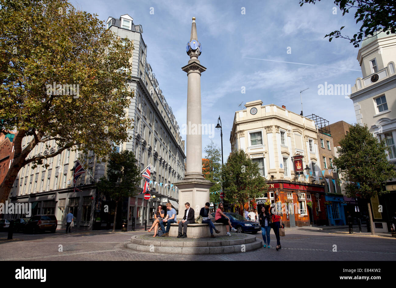 Sundial Pillar on Seven Dials in Covent Garden - London UK Stock Photo ...