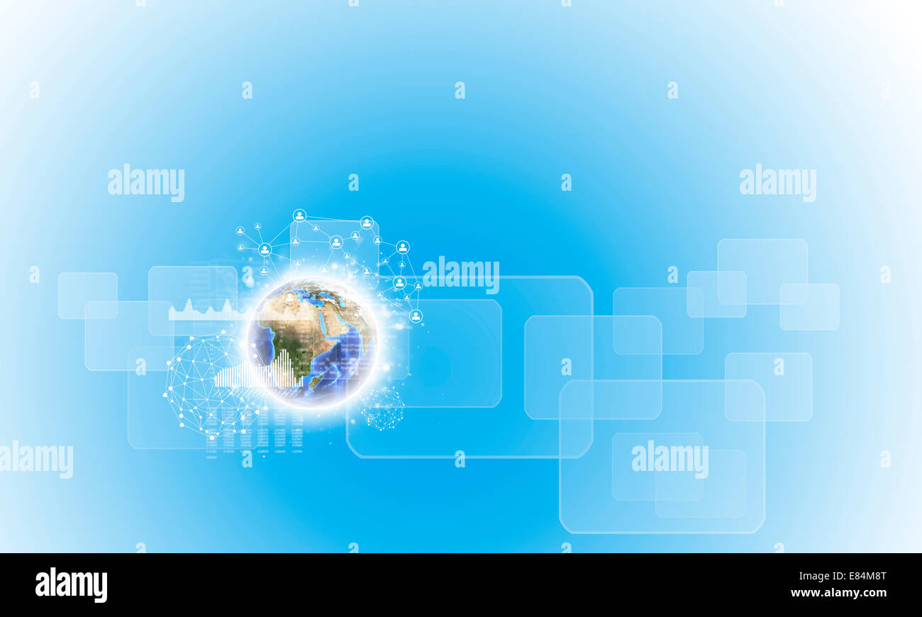 Earth with graphs and network Stock Photo - Alamy