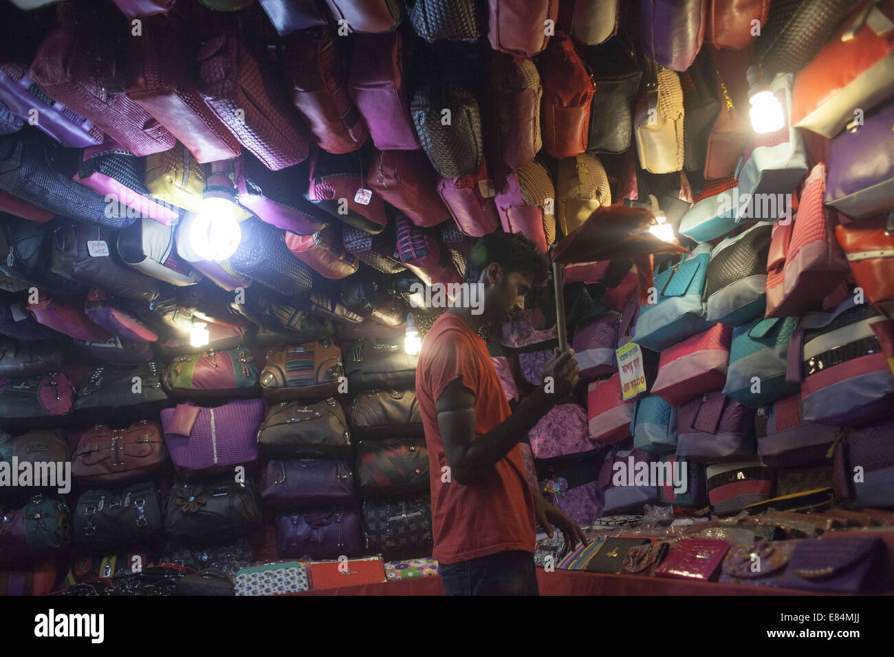 Sept. 30, 2014 - Dhaka, Bangladesh - street hawcker decorated stall on ...