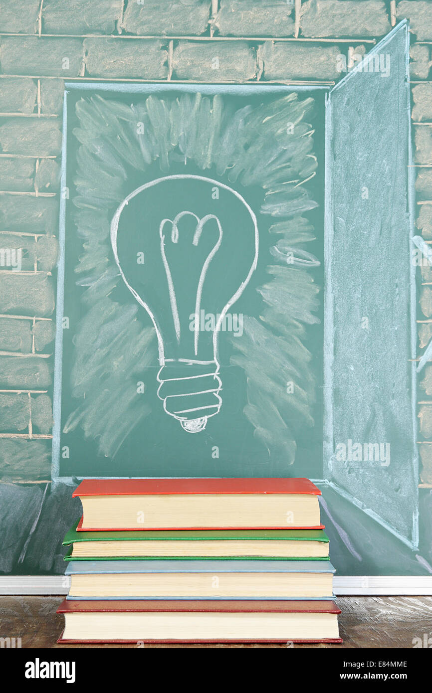 Education unusual concept. Steps to knowledge. Drawing on a blackboard ...