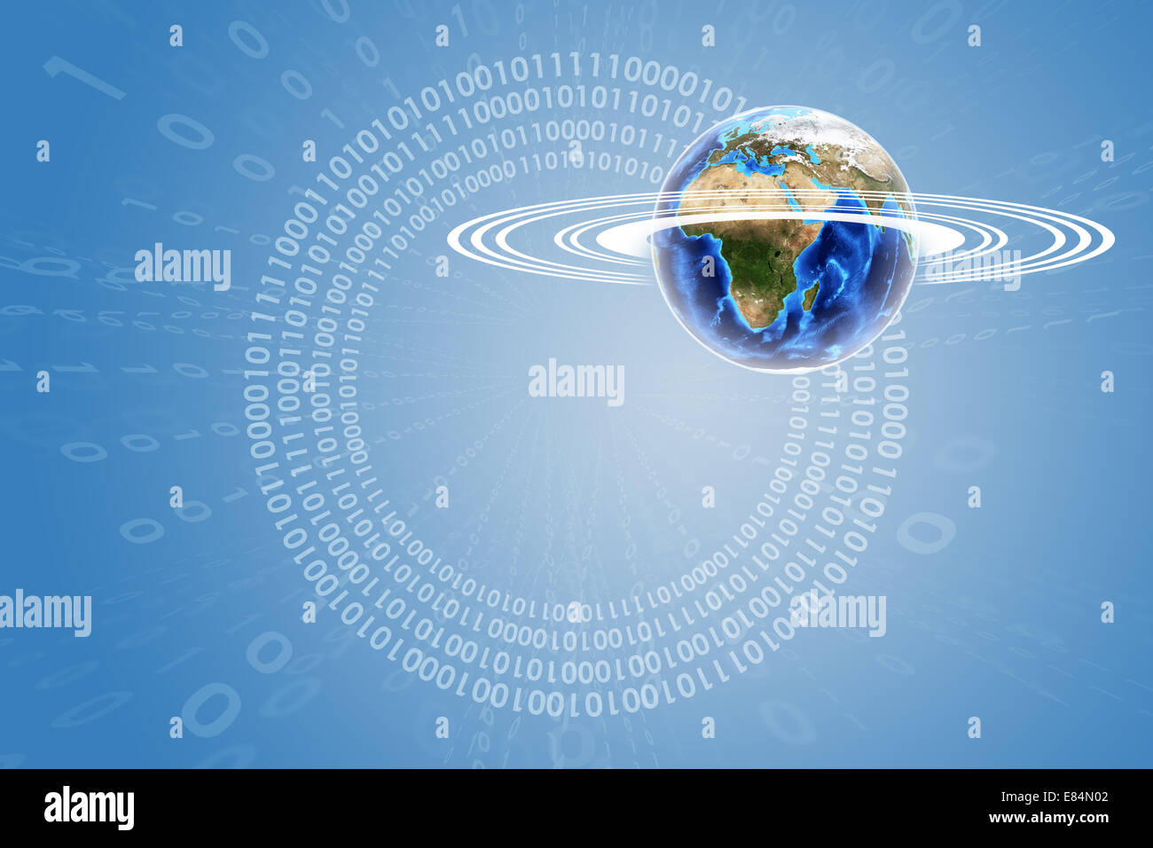 Earth with figures on blue background Stock Photo - Alamy