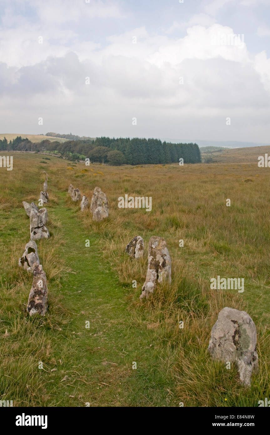 Ancient stone row on Shovel Down near Batworthy Corner on Dartmoor ...