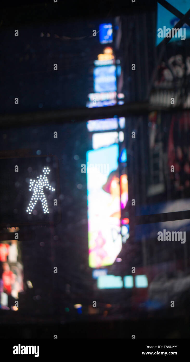 Walk sign, Times square Stock Photo - Alamy