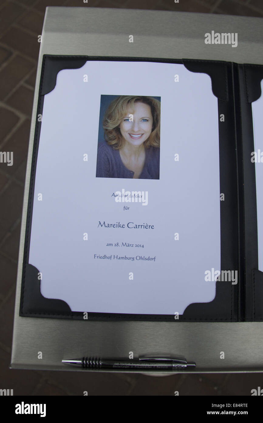 Funeral for German actress Mareike Carriere at Friedhof Ohlsdorf ...