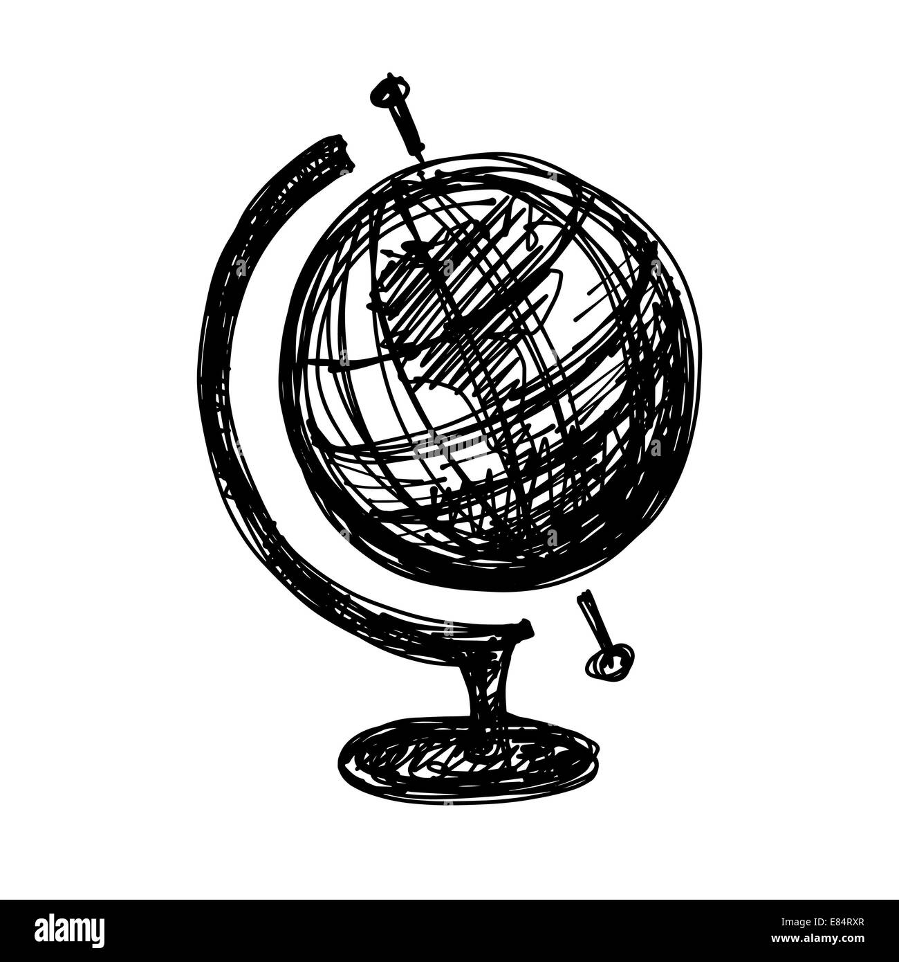 black sketch drawing of globe Stock Photo - Alamy