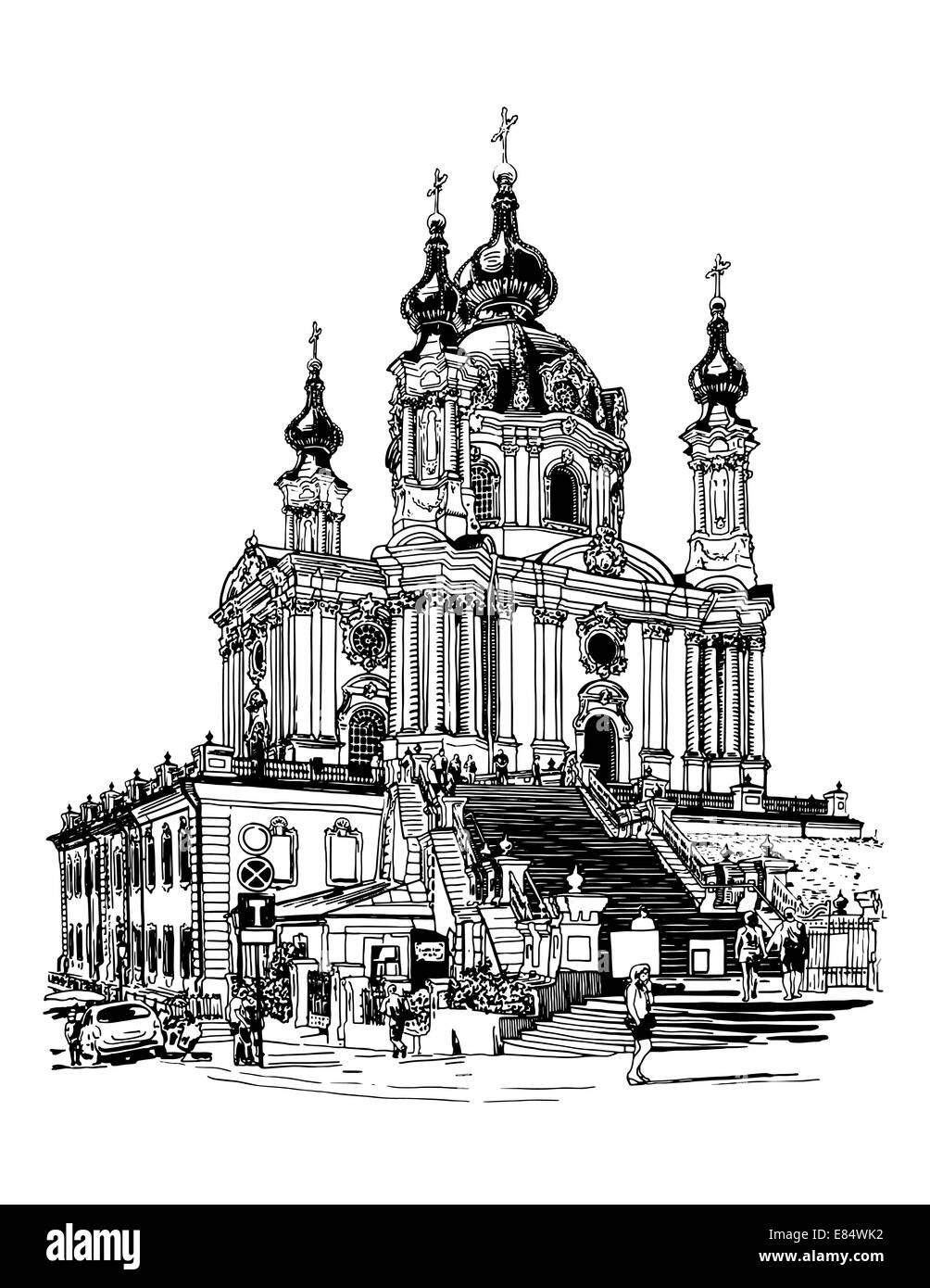 digital drawing of Saint Andrew orthodox church Stock Photo - Alamy
