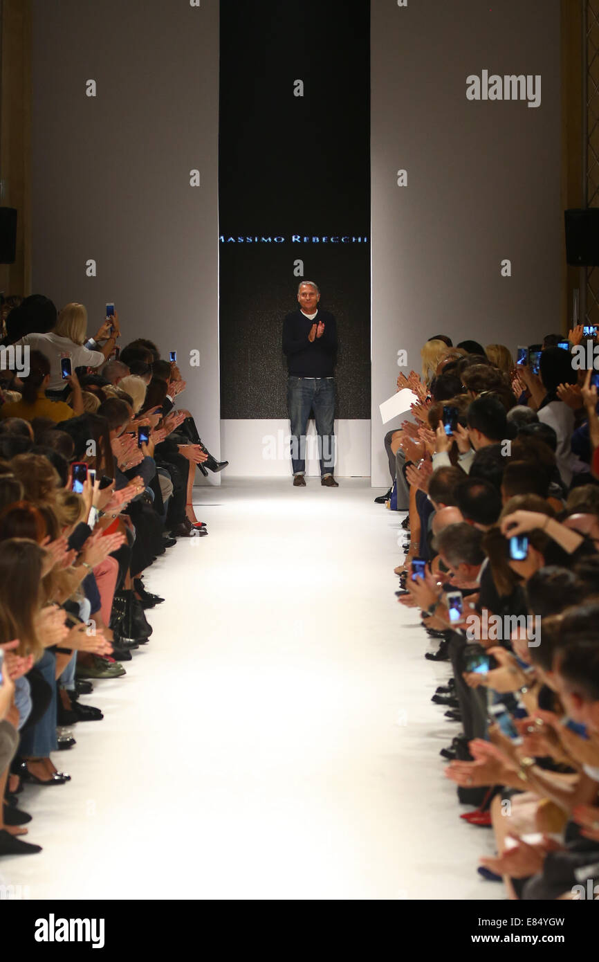 Massimo Rebecchi walks the runway after the Massimo Rebecchi show Stock ...