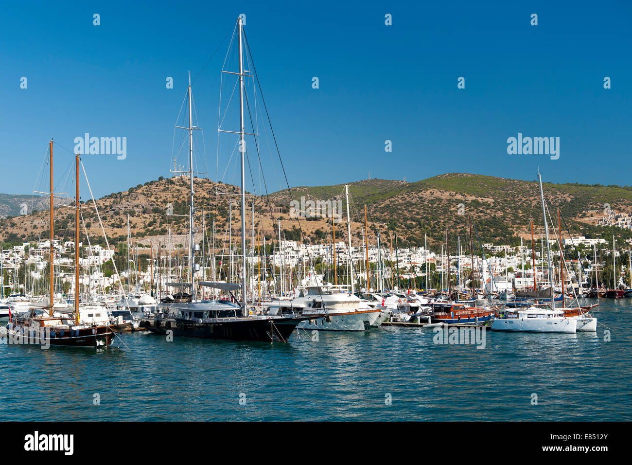 View of the port and city of Bodrum on the Aegean coast in Turkey Stock ...